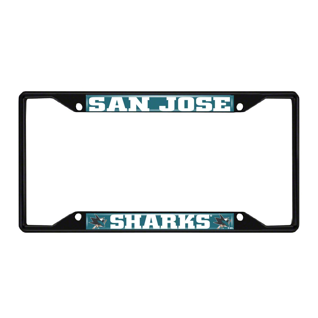 Universal AM License Plate Frame with San Jose Sharks Logo; Black and ...