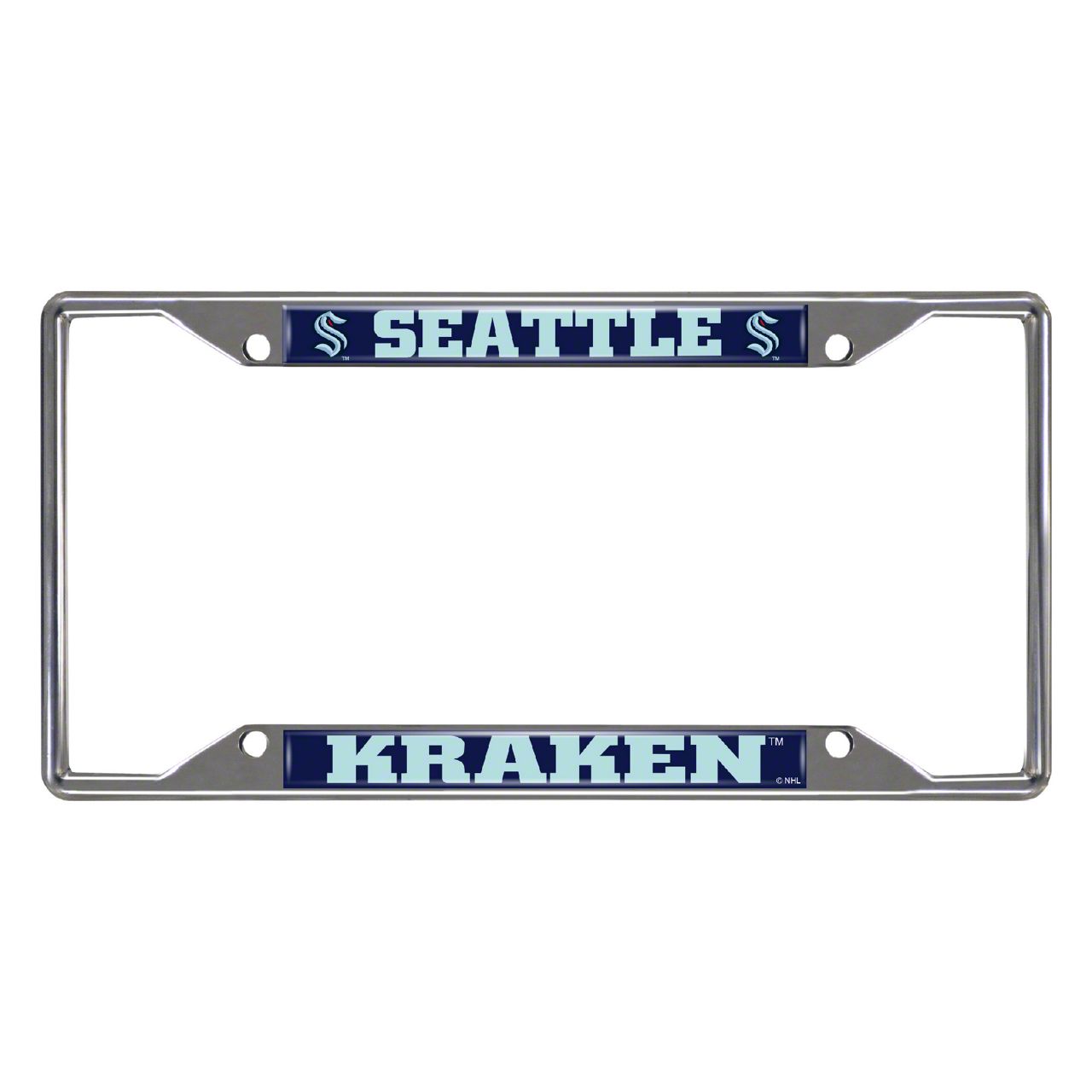 Universal AM License Plate Frame with Seattle Kraken Logo; Chrome ...