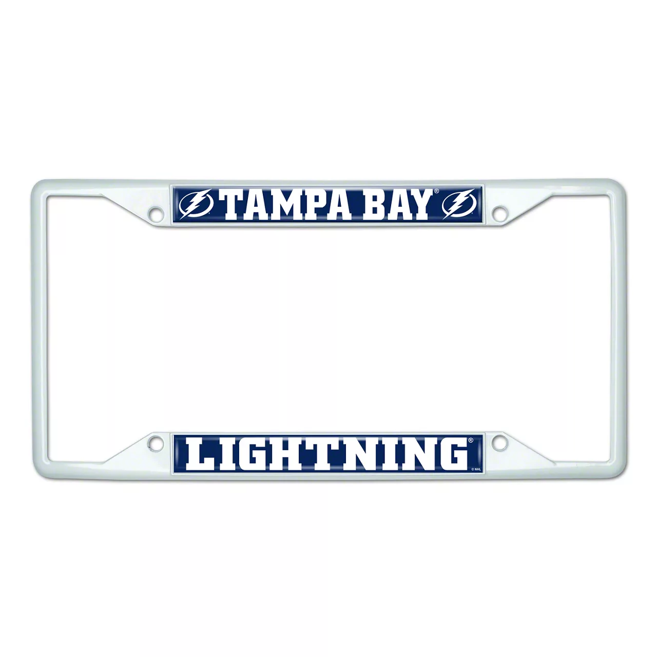 Universal AM License Plate Frame with Tampa Bay Lightning; White ...