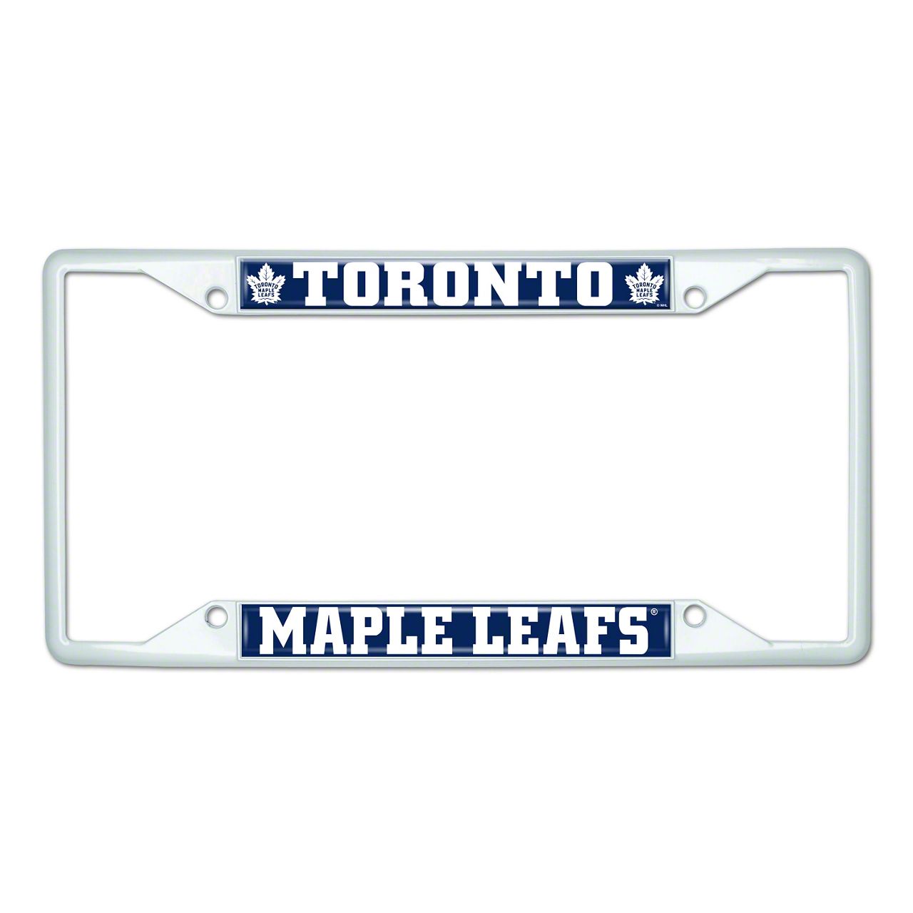 Universal AM License Plate Frame with Toronto Maple Leafs; White ...