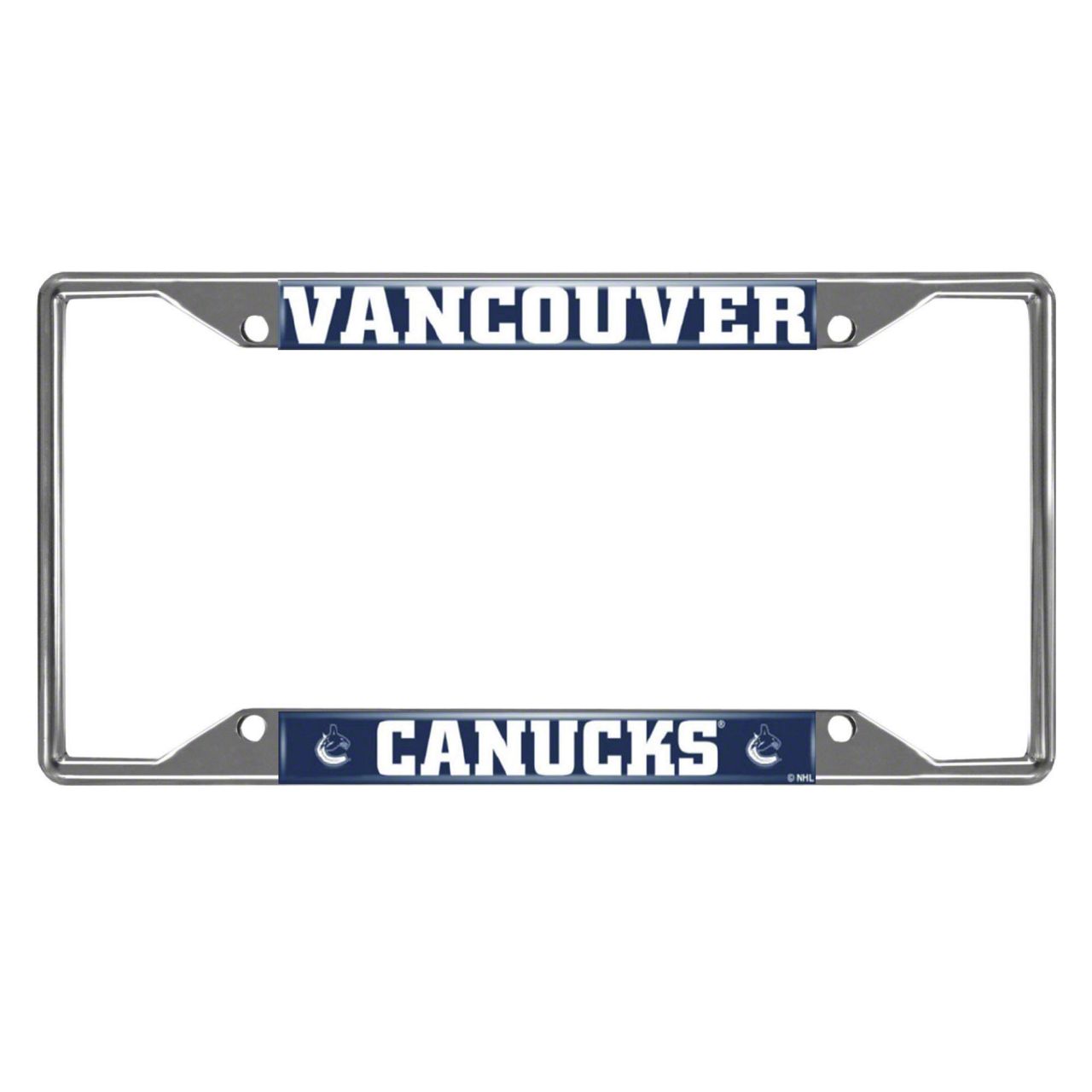 Universal AM License Plate Frame with Vancouver Canucks Logo; Chrome ...