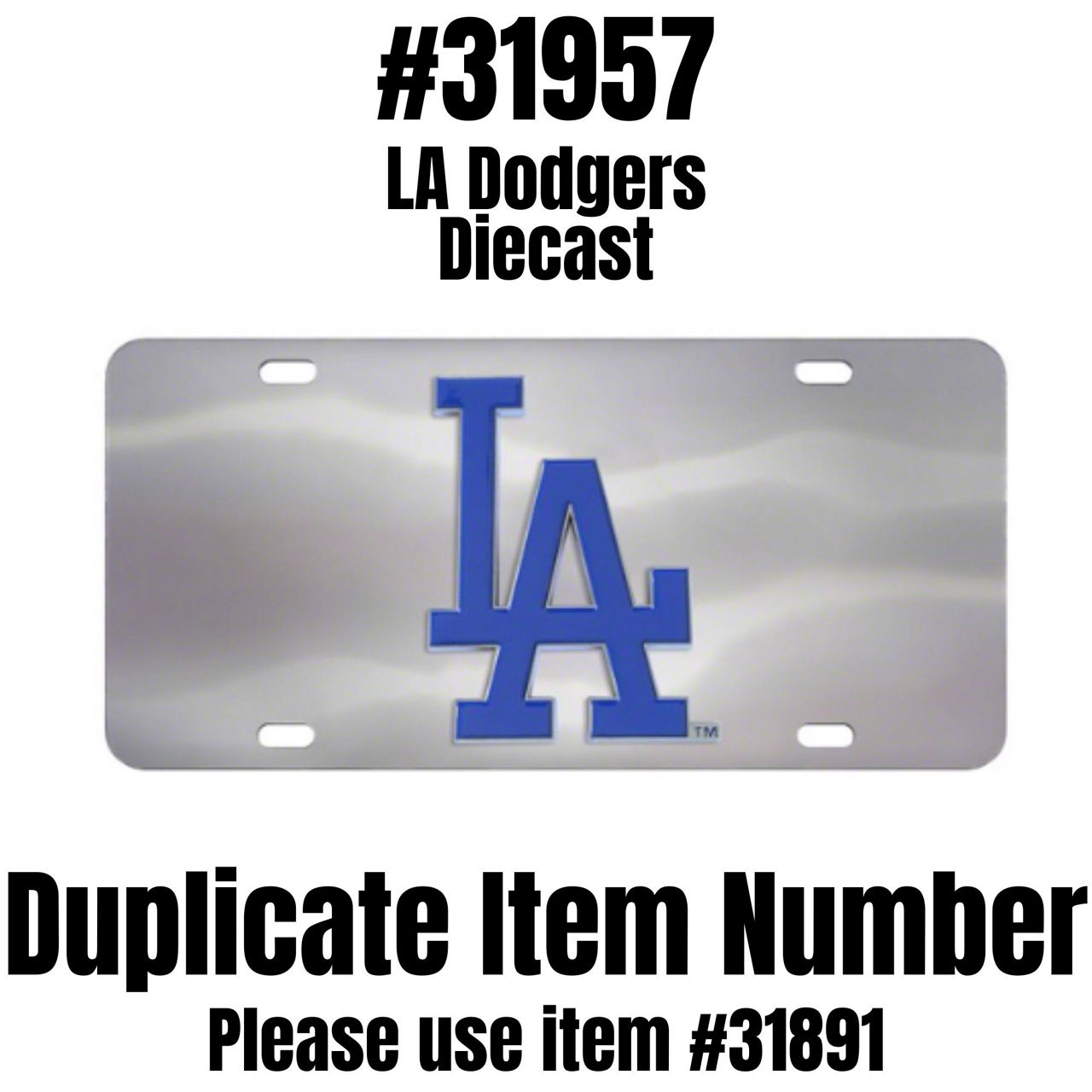 Universal AM License Plate with Los Angeles Dodgers Logo; Stainless ...