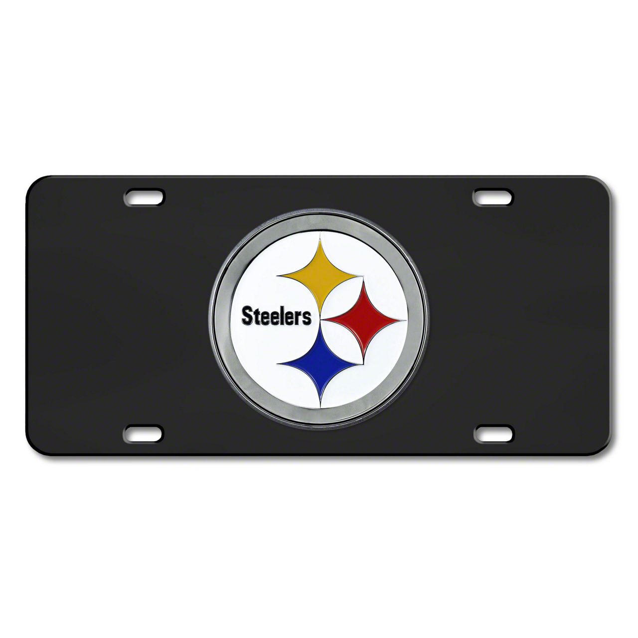 Universal AM License Plate with Pittsburgh Steelers Logo; Black ...