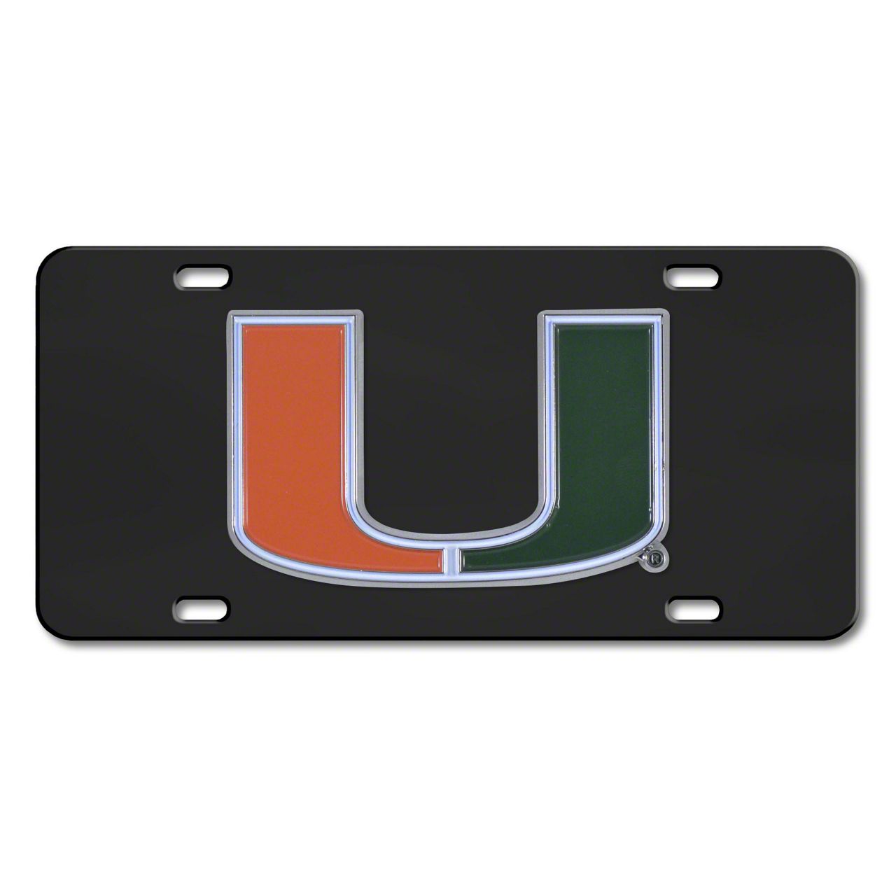 Universal AM License Plate with University of Miami Logo; Black ...