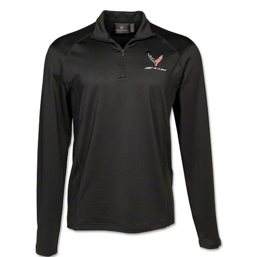 Universal AM Men's 1/4 Zip HXXL-DRY Pullover with C8 Z06 Logos; Black ...