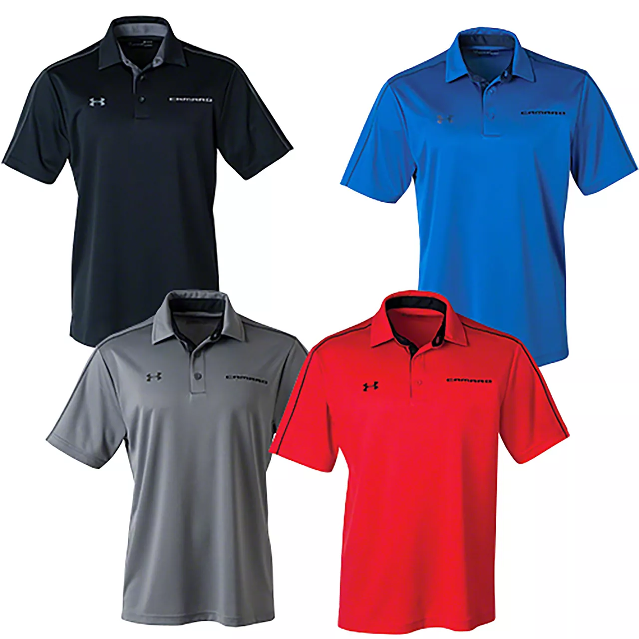 Universal AM Men's Under Armour Polo Shirt with Camaro Logo; Red - Free ...