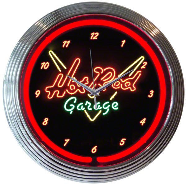 Universal AM Neon Clock; Hot Rod Garage - Free Shipping