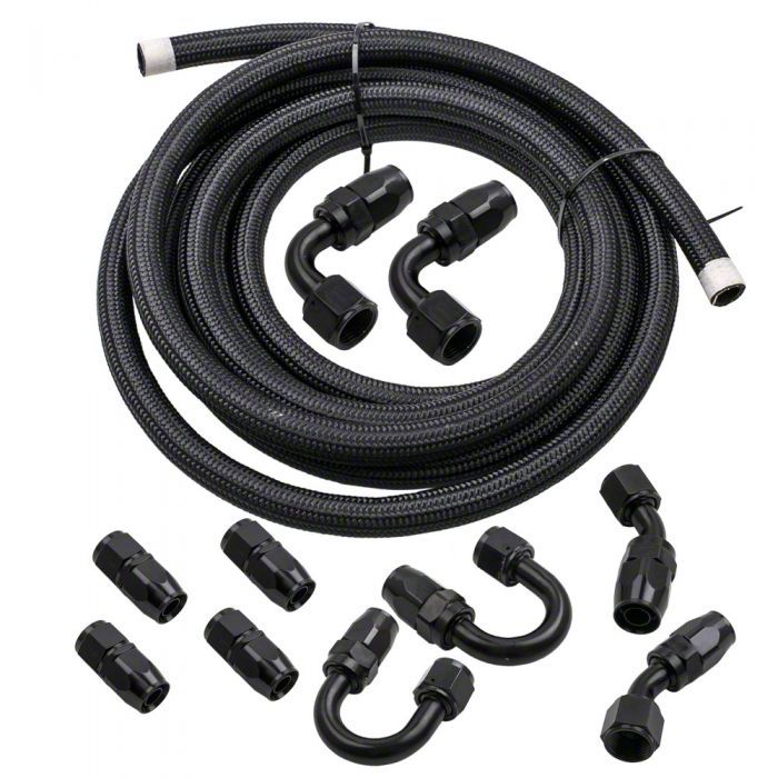 Universal AM Stainless Steel Braided Fuel/Oil Hose Kit; -10AN; 16-Foot ...