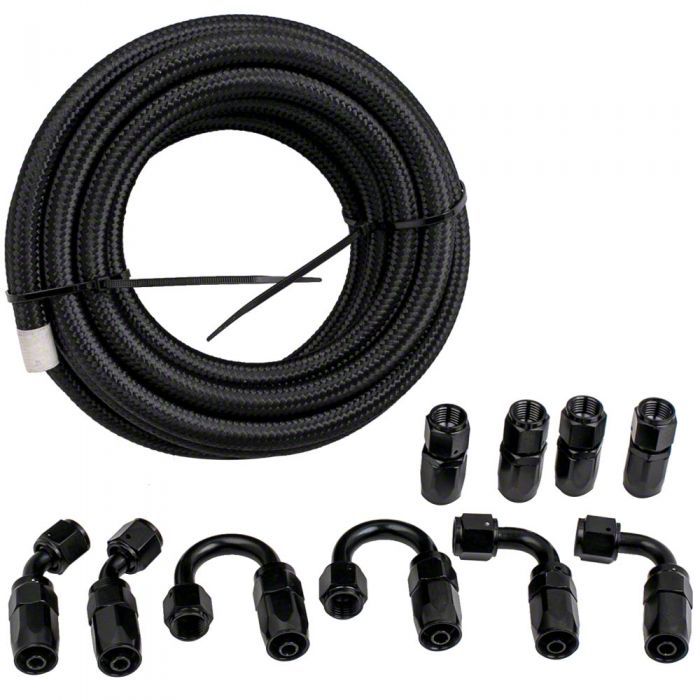 Universal AM Stainless Steel Braided Fuel/Oil Hose Kit; -6AN; 20-Foot ...