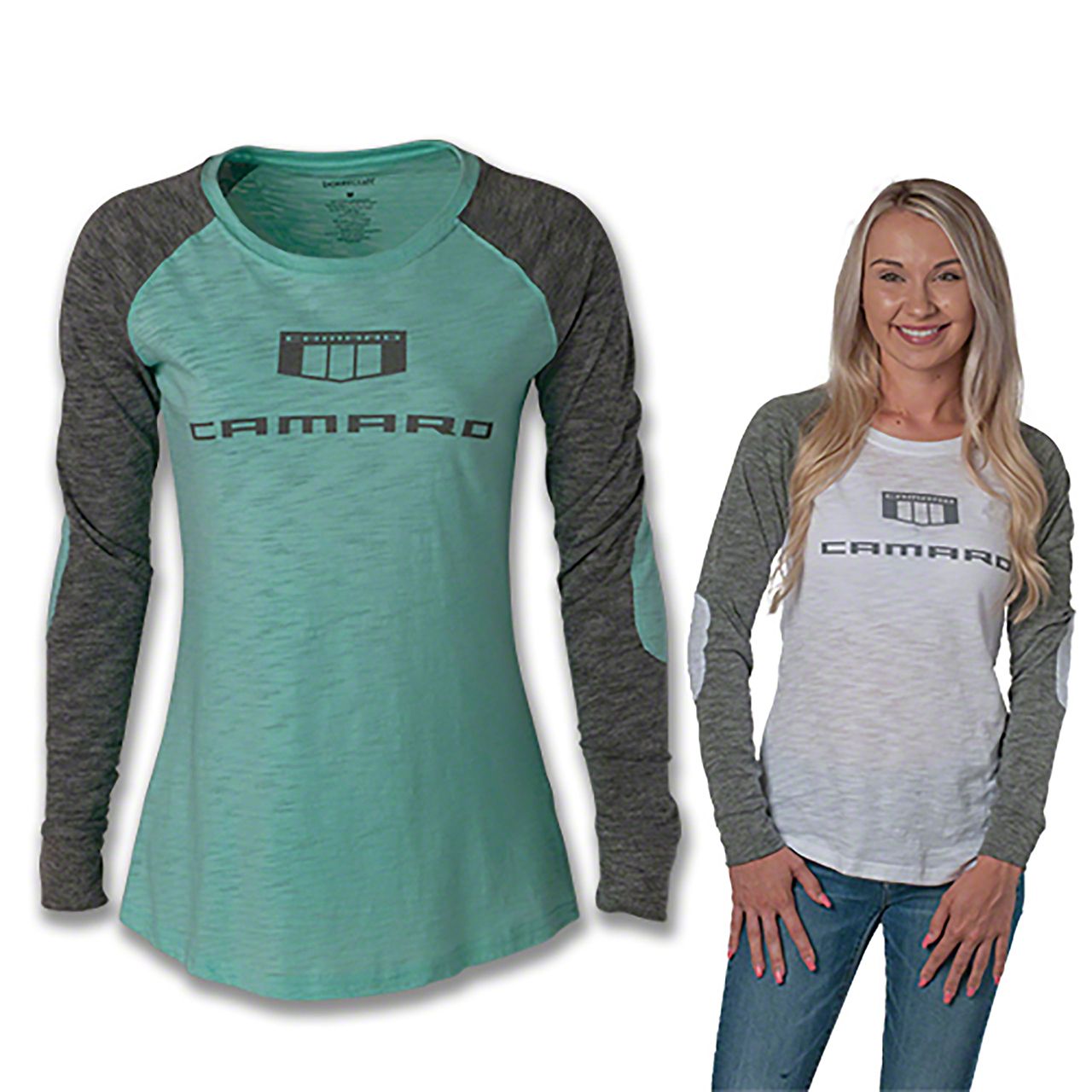 Universal AM Women's Logo Long Sleeve Shirt with Elbow Patch; Mint ...