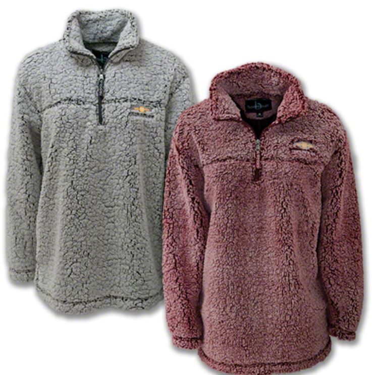 Universal AM Women's Sherpa Pullover with Gold Bowtie and Chevrolet Script; Frosty Garnet - Free ...