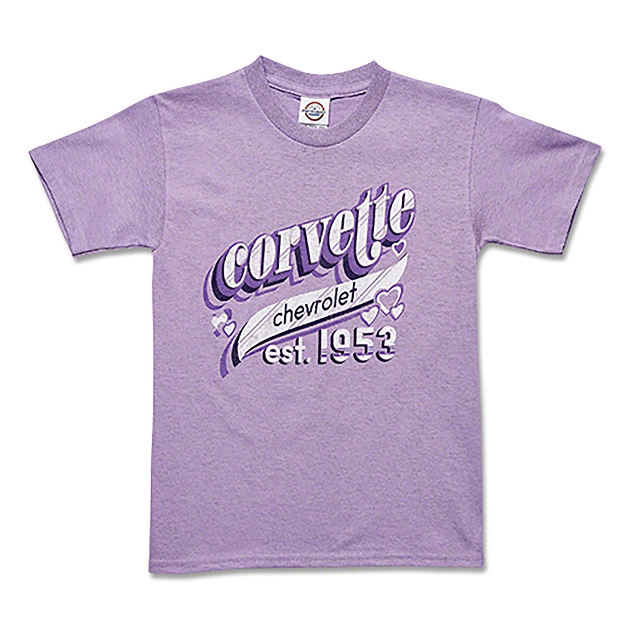 Universal AM Youth Girls Corvette Love T-Shirt; Purple - Free Shipping