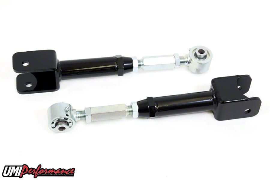 UMI Performance Camaro Adjustable Rear Trailing Arms; Roto-Joints; Black 2526-B (10-15 Camaro ...