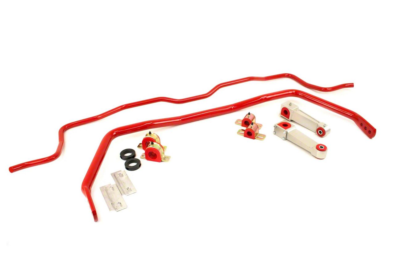 UMI Performance Mustang Tubular Front and Rear Sway Bars; Red 101213-R ...