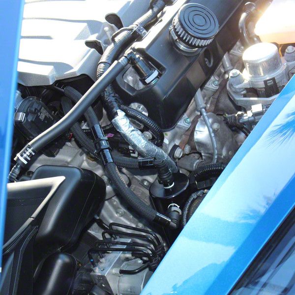 Corvette Single Valve Plug N Play Oil Catch Can; Black (14-17 Corvette ...