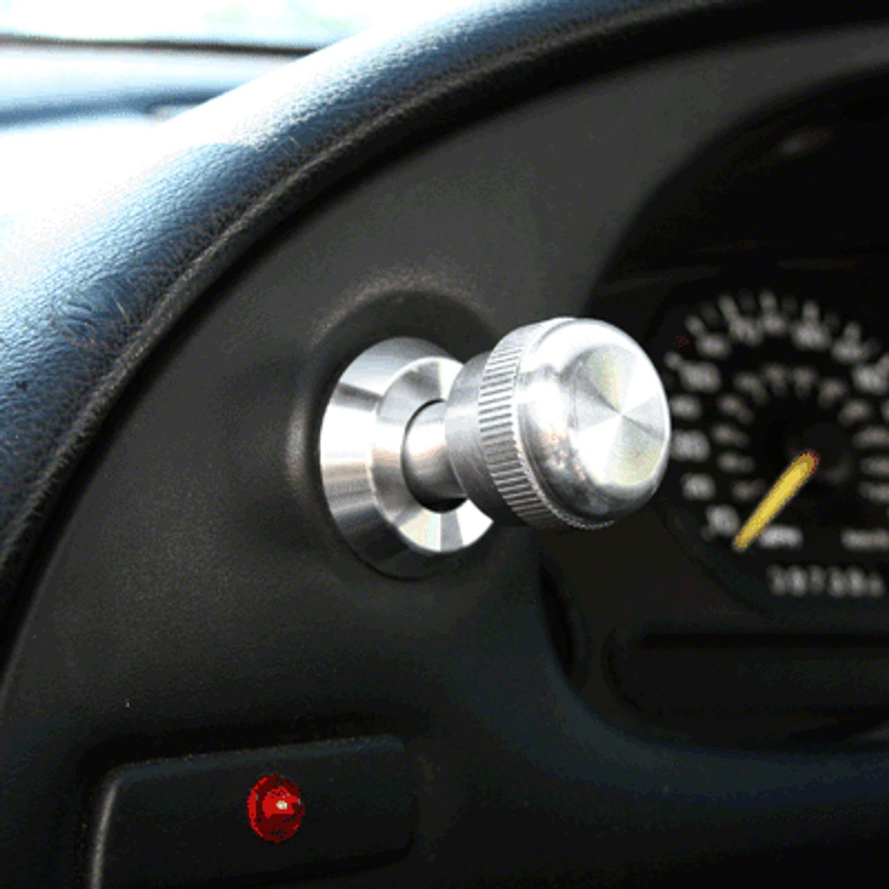 Mustang Billet Headlight Knob Bezel; Satin (94-04 Mustang) - Free Shipping