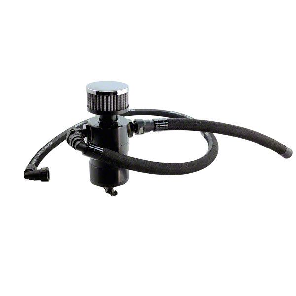 Mustang Billet Plug N Play Dual Breather Tank; Satin (15-23 Mustang ...