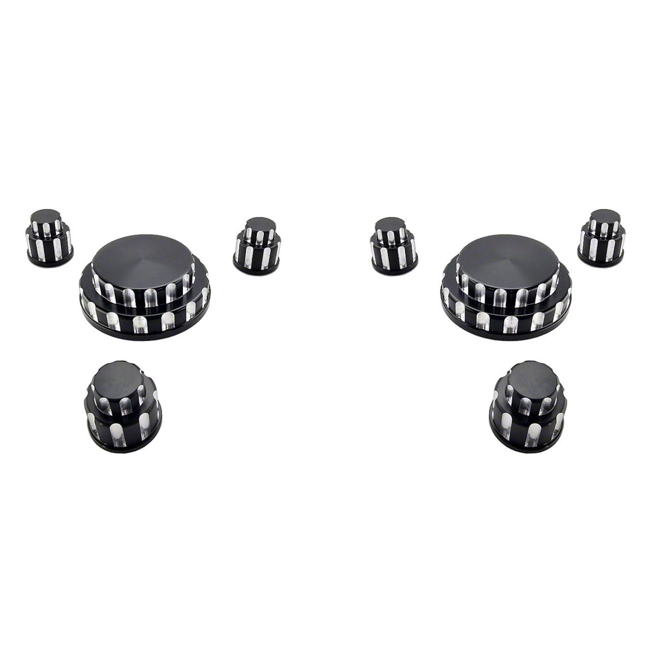 Mustang Billet Strut Tower Cap Covers; Designer Cut Black (15-25 ...