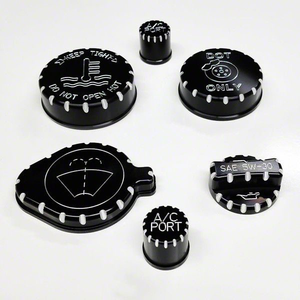 Mustang Engine Cap Cover Package; Machined (15-17 Mustang GT, V6 ...