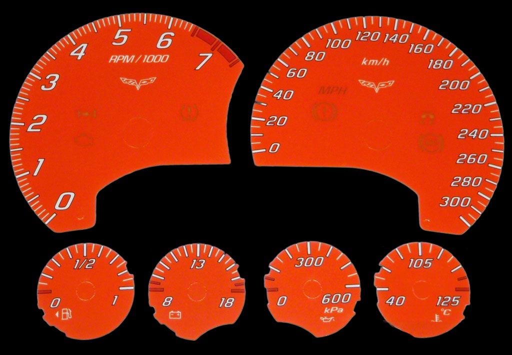 US Speedo Corvette Daytona Edition Gauge Face; KMH; Orange C60639K (05 ...