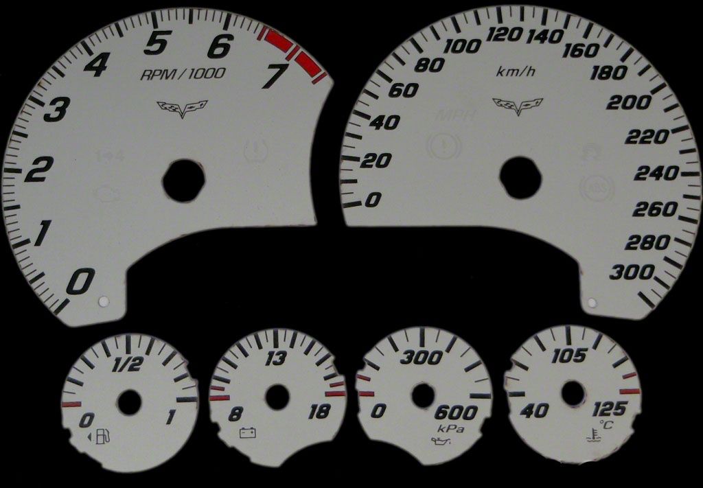 US Speedo Corvette Daytona Edition Gauge Face; KMH; Silver C60632K (05 ...