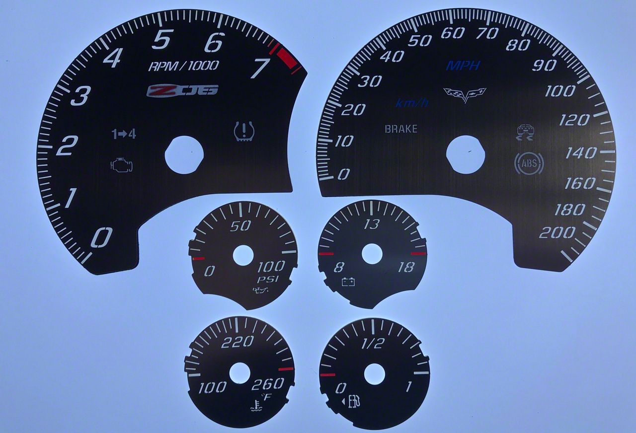 US Speedo Corvette Stainless Edition Gauge Face; MPH; White SSC606W (05 ...