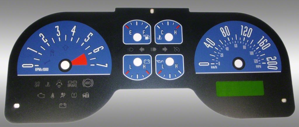 US Speedo Mustang Daytona Edition Gauge Face; KMH; 6-Gauges Blue ...