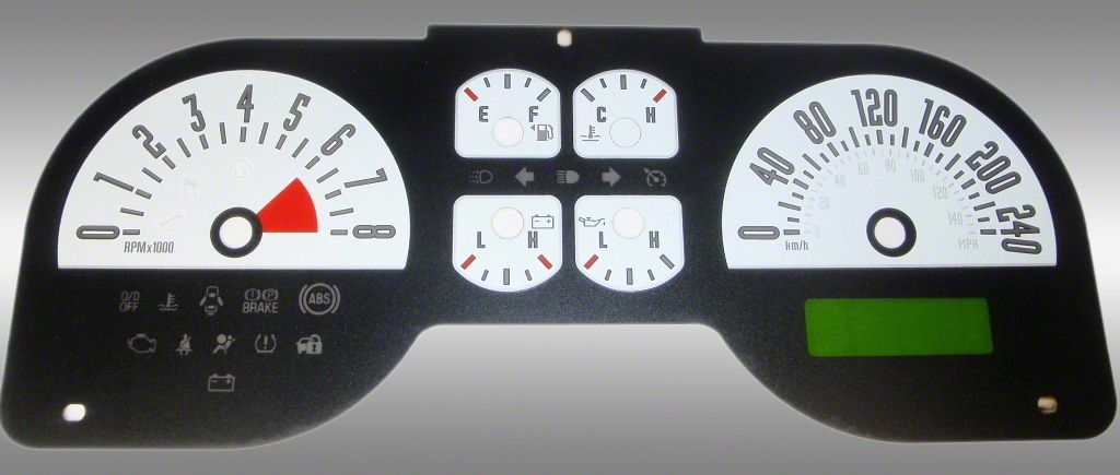US Speedo Mustang Daytona Edition Gauge Face; KMH; 6-Gauges White ...