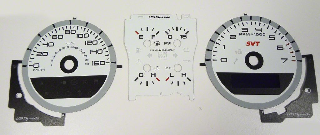 US Speedo Mustang Daytona Edition Gauge Face; KMH; White SVT110K (10-12 ...