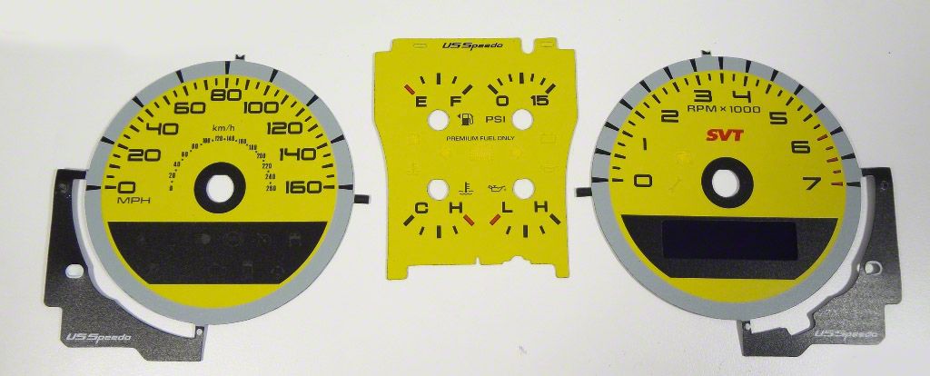 US Speedo Mustang Daytona Edition Gauge Face; KMH; Yellow SVT113K (10 ...