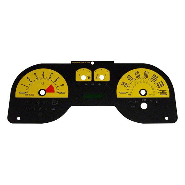 US Speedo Mustang Daytona Edition Gauge Face; MPH; 4-Gauges Yellow ...