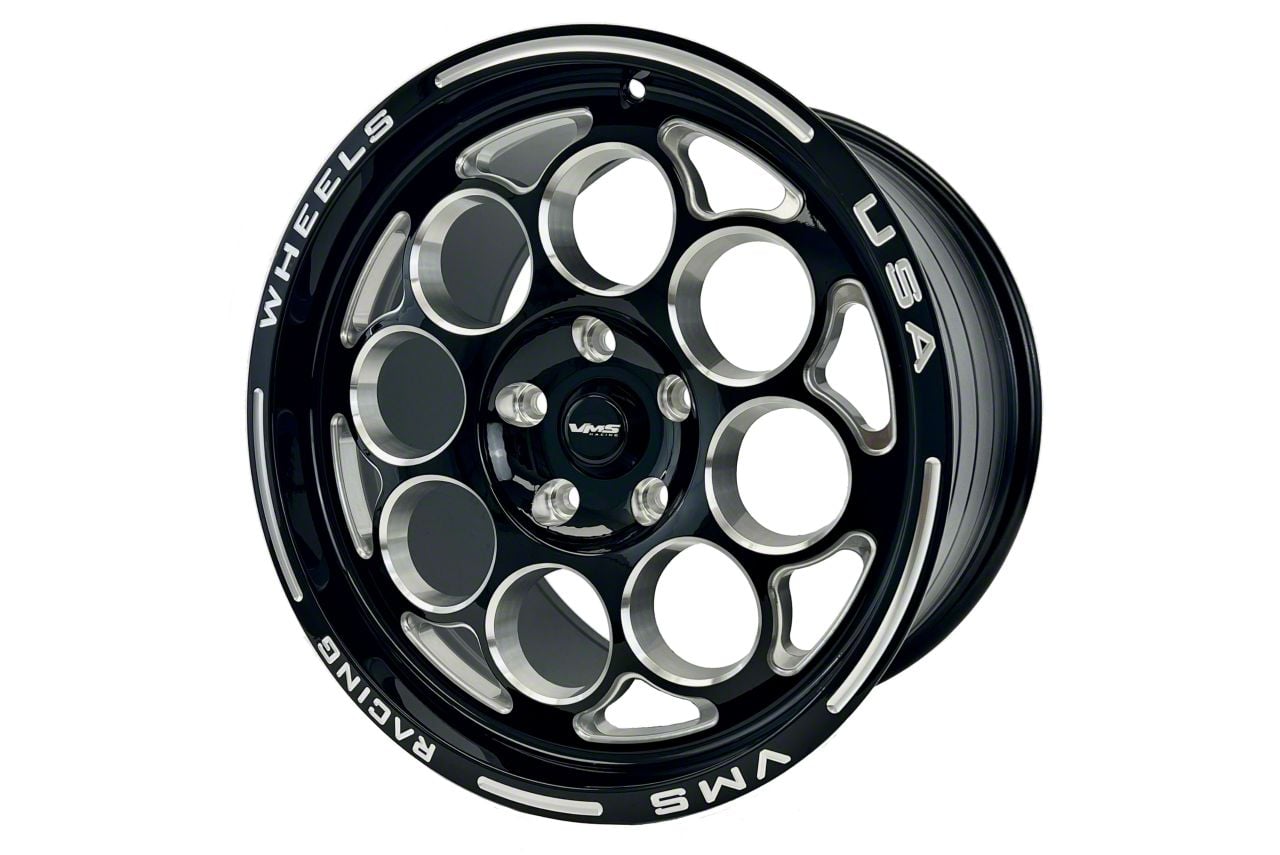 VMS Racing Challenger Modulo Gloss Black Milled Wheel; Rear Only; 17x10 ...