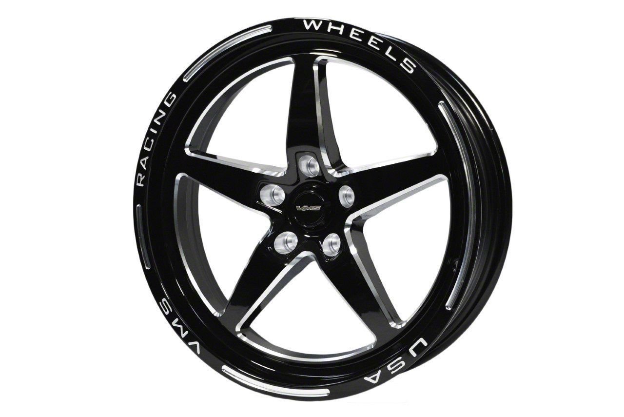 VMS Racing Challenger V-Star Gloss Black Milled Wheel; Front Only; 18x5 ...