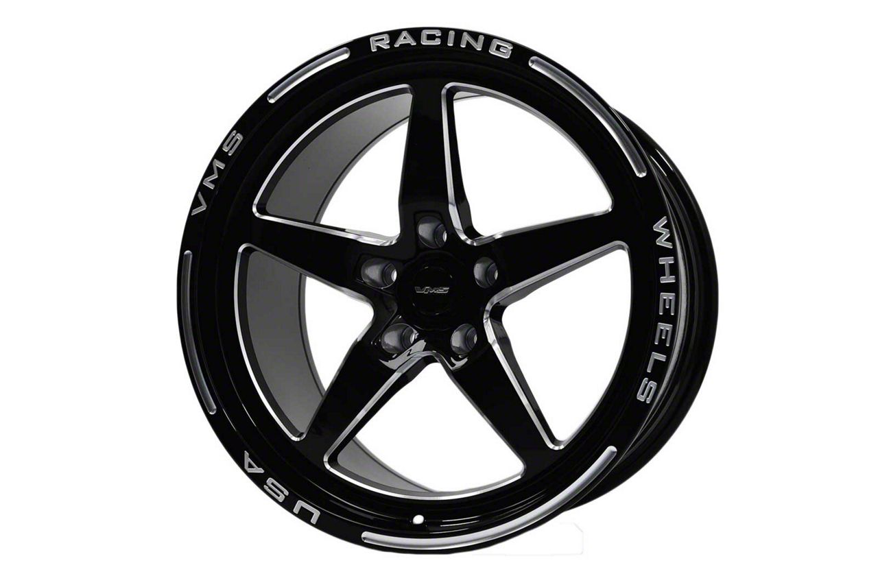 VMS Racing Corvette V-Star Gloss Black Milled Wheel; Rear Only; 18x10.5 ...