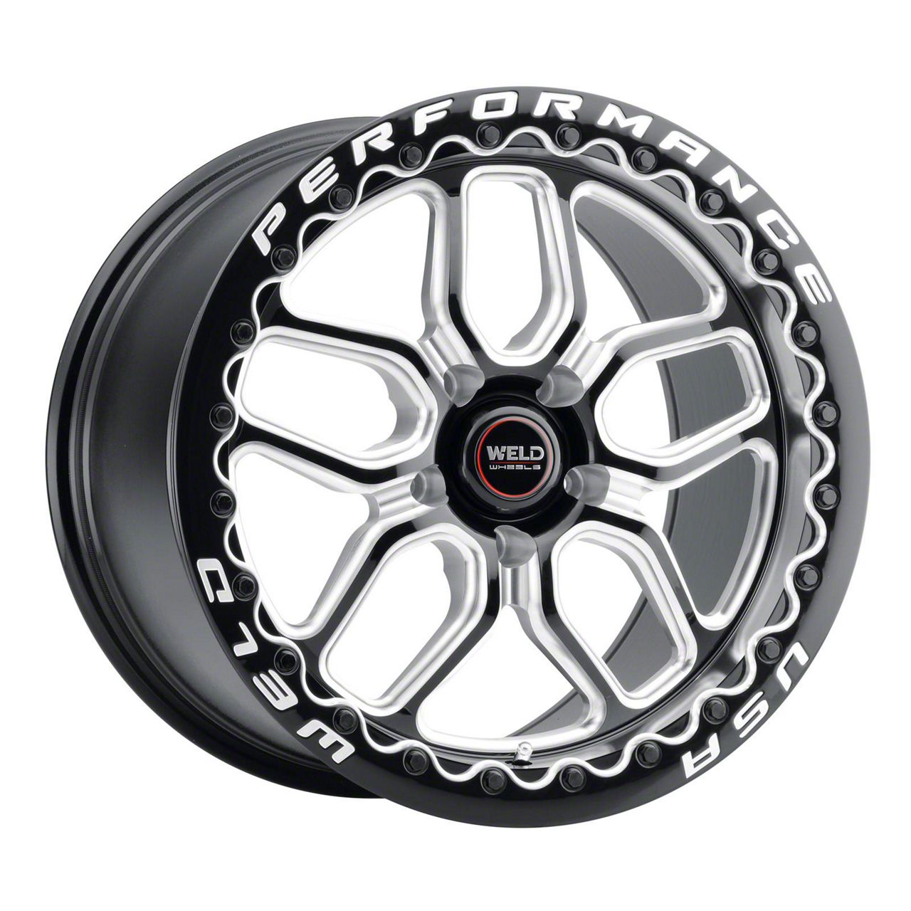 WELD Performance Mustang Laguna Beadlock Gloss Black Milled Wheel; Rear ...