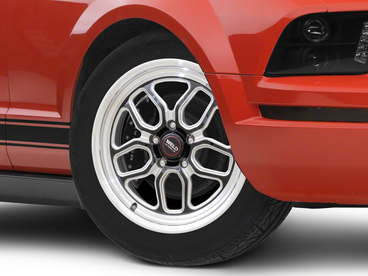 WELD Performance Mustang Laguna Drag Gloss Black Milled Wheel; Front ...