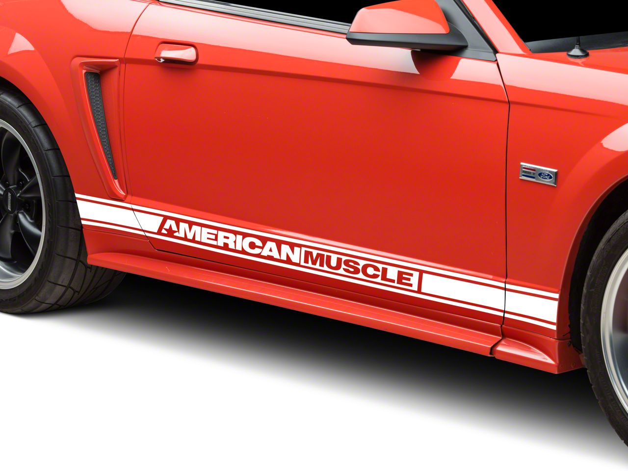 SEC10 Mustang Rocker Stripes with AmericanMuscle Logo; White 26184G94 ...