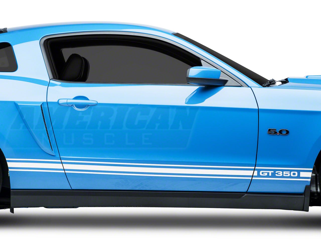SEC10 Mustang Rocker Stripes with GT350 Logo; White 26211G05 (05-14 ...