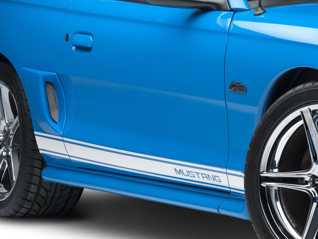 Mustang Rocker Stripes with Mustang Lettering; White (94-04 Mustang ...