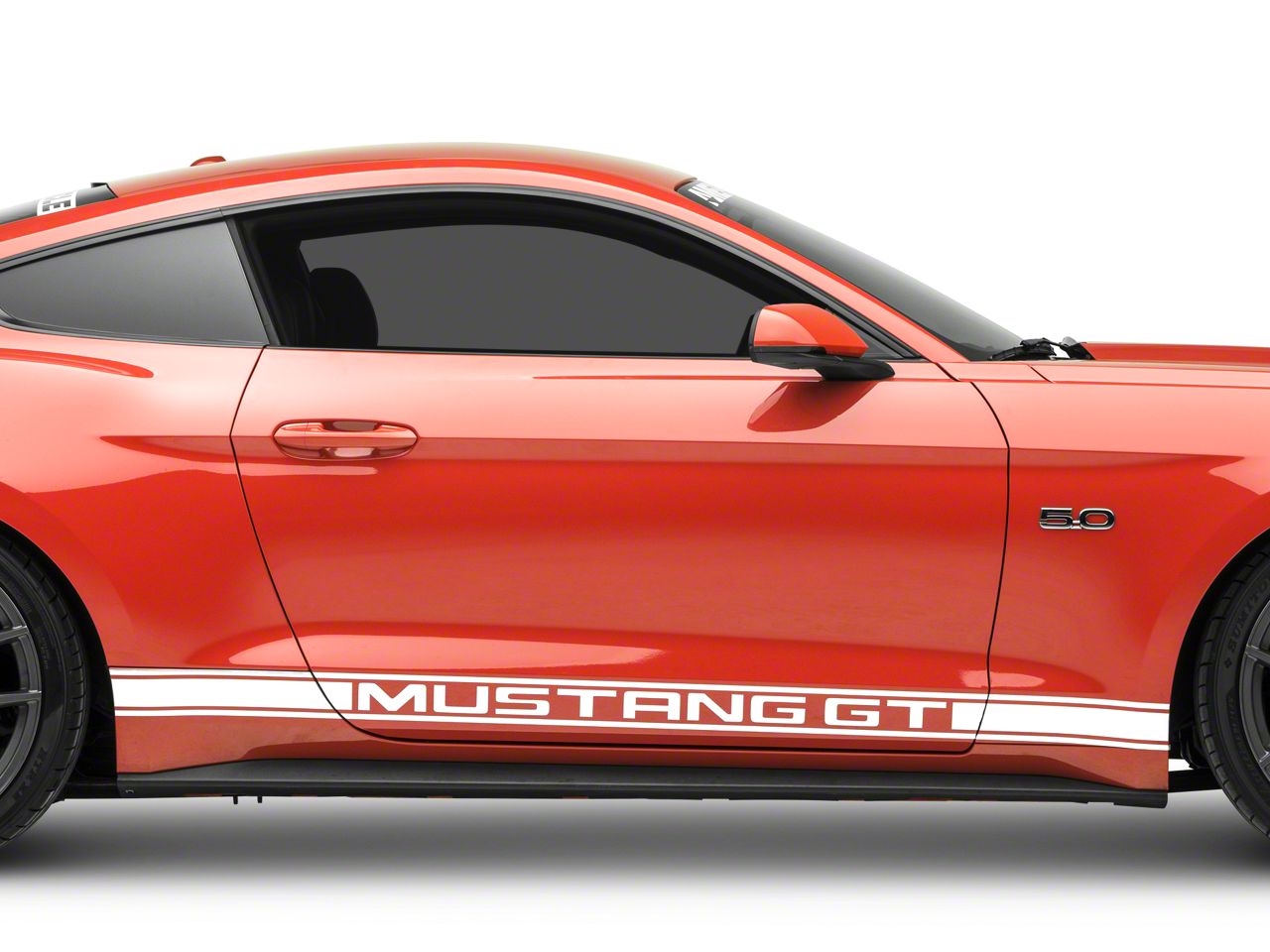 Mustang Rocker Stripes with Mustang GT Lettering; White (15-23 Mustang ...