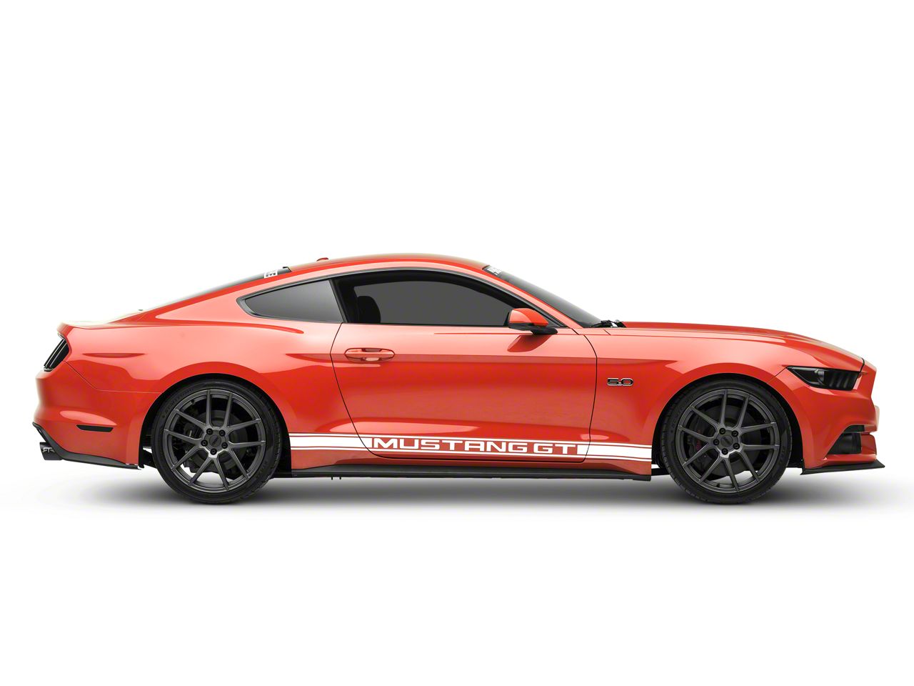 Mustang Rocker Stripes with Mustang GT Lettering; White (15-23 Mustang ...