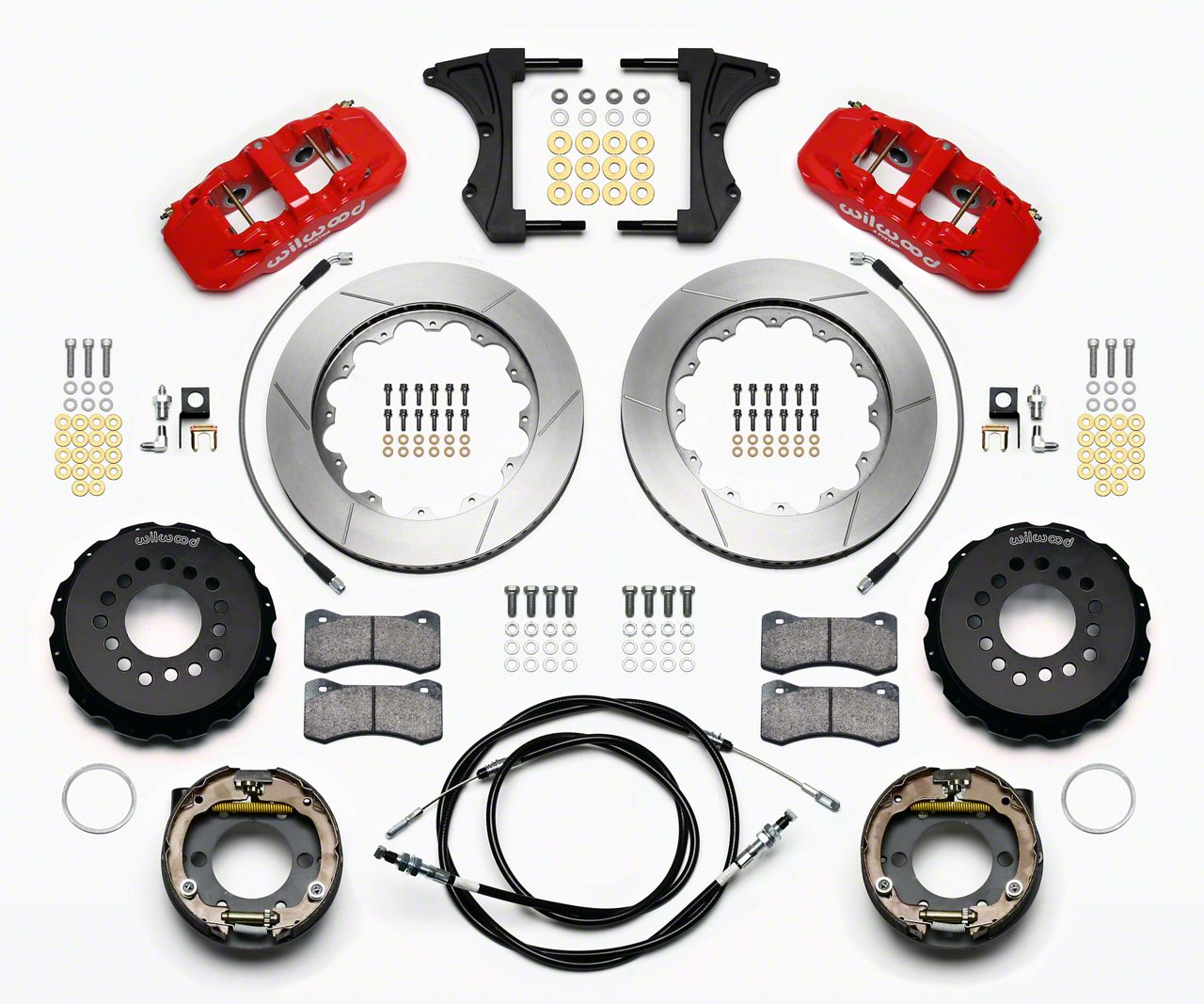 Wilwood Mustang AERO4 Rear Big Brake Kit with Slotted Rotors; Red ...