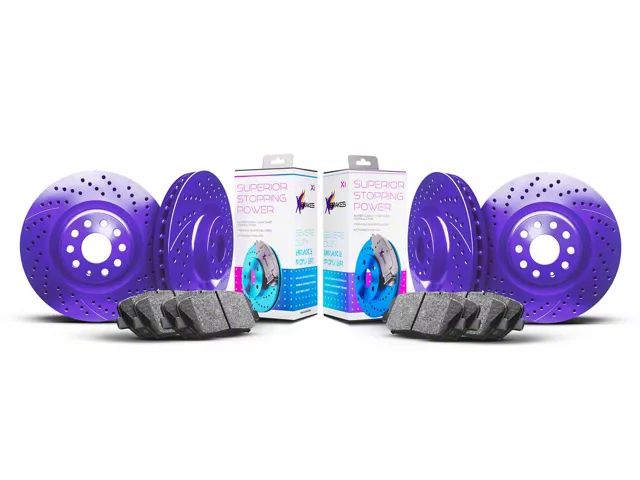 Xbrakes Challenger Xi Series Brake Rotor and Pad Kit; Front and Rear ...