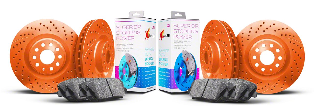 Xbrakes Mach-E Xi Series Brake Rotor and Pad Kit; Front and Rear ...