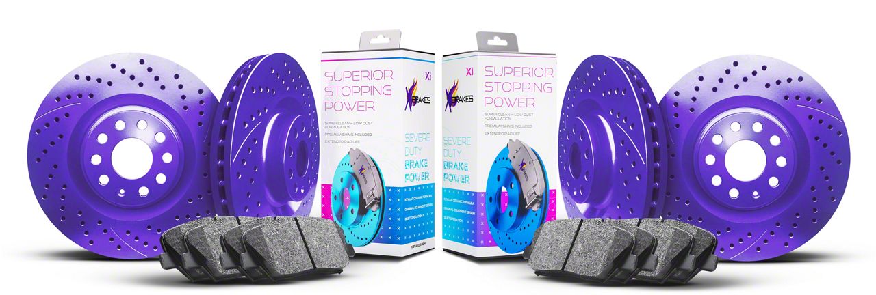 Xbrakes Mustang Xi Series Brake Rotor and Pad Kit; Front and Rear ...