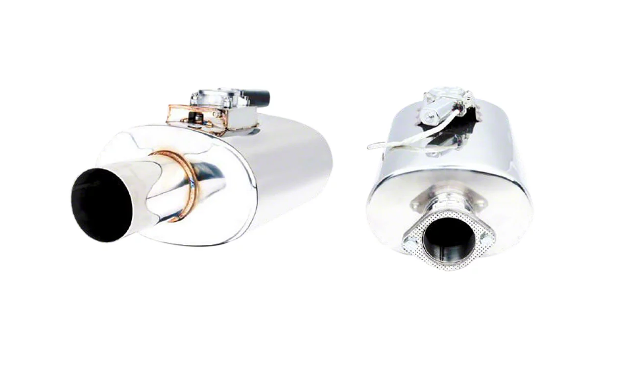 XForce Charger Varex Valved Center/Center Oval Muffler; 4-Inch Inlet/4 ...