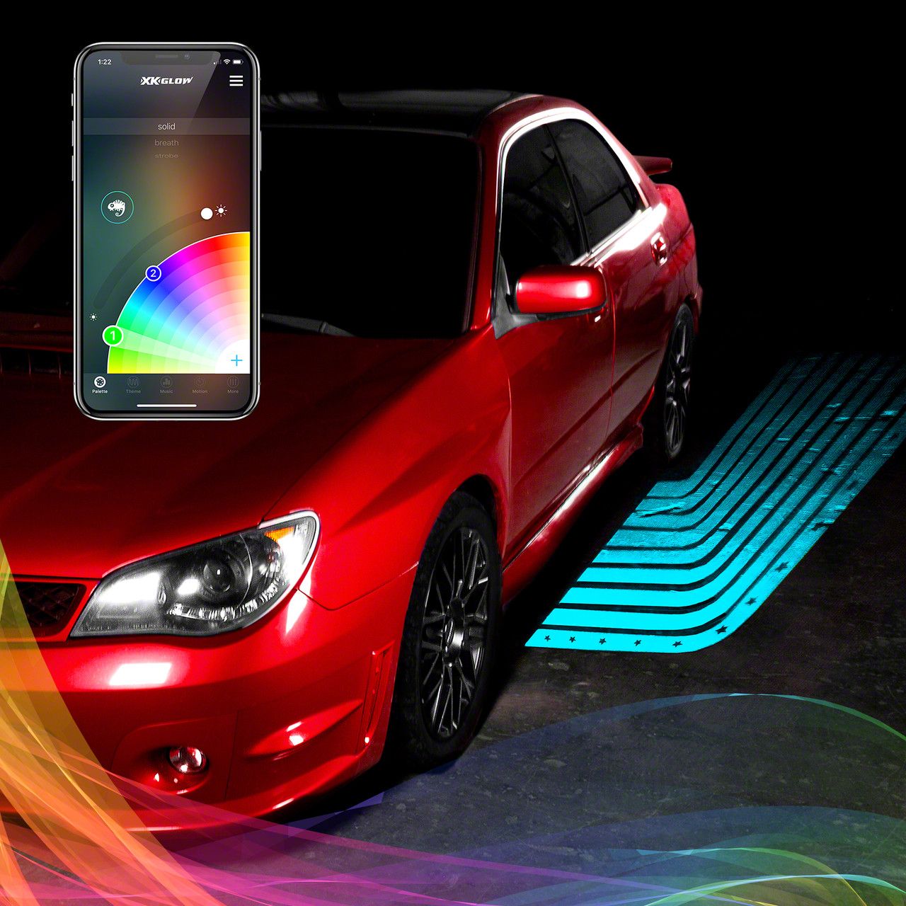XK Glow Charger CurbFX Bluetooth Waterproof 4-Piece LED Projector ...