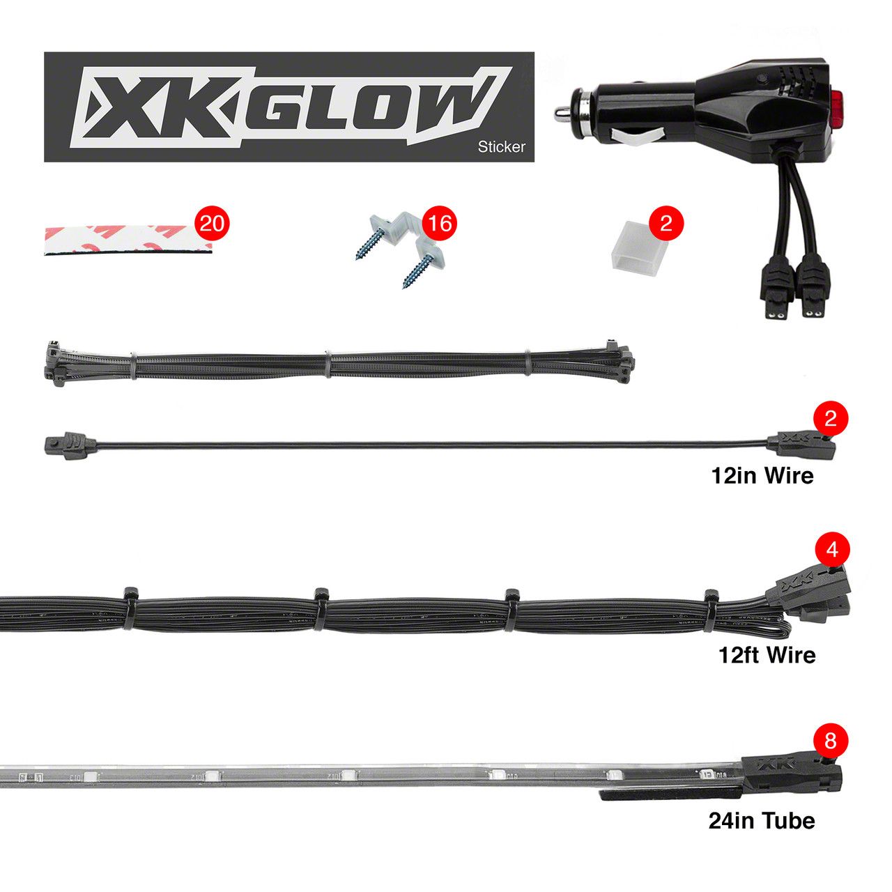 XK Glow Corvette 24-Inch Underglow LED Accent Light Kit; Blue XK041002 ...