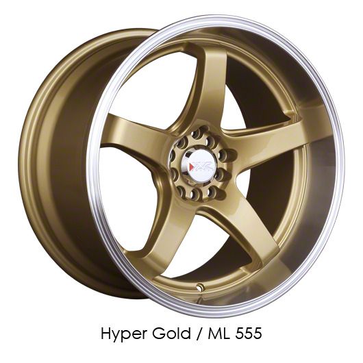 Mustang 555 Hyper Gold with Machined Lip Wheel; 18x8.5; 25mm Offset (15 ...