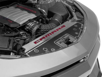 Camaro Front Header Plate with Camaro Logo; Carbon Fiber (16-24 V8 ...
